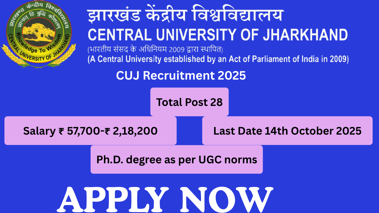 Apply Now: CUJ Recruitment 2025, Associate & Assistant Professor Jobs 2025